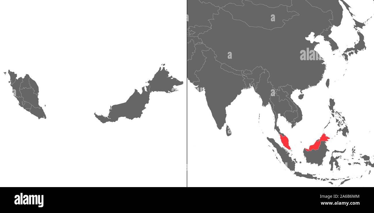 Malaysia outline map on Stock Vector Images - Alamy