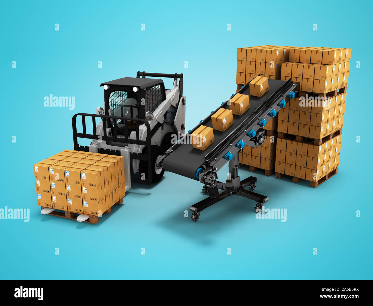 Concept of placement of goods in paper boxes with forklift from ...