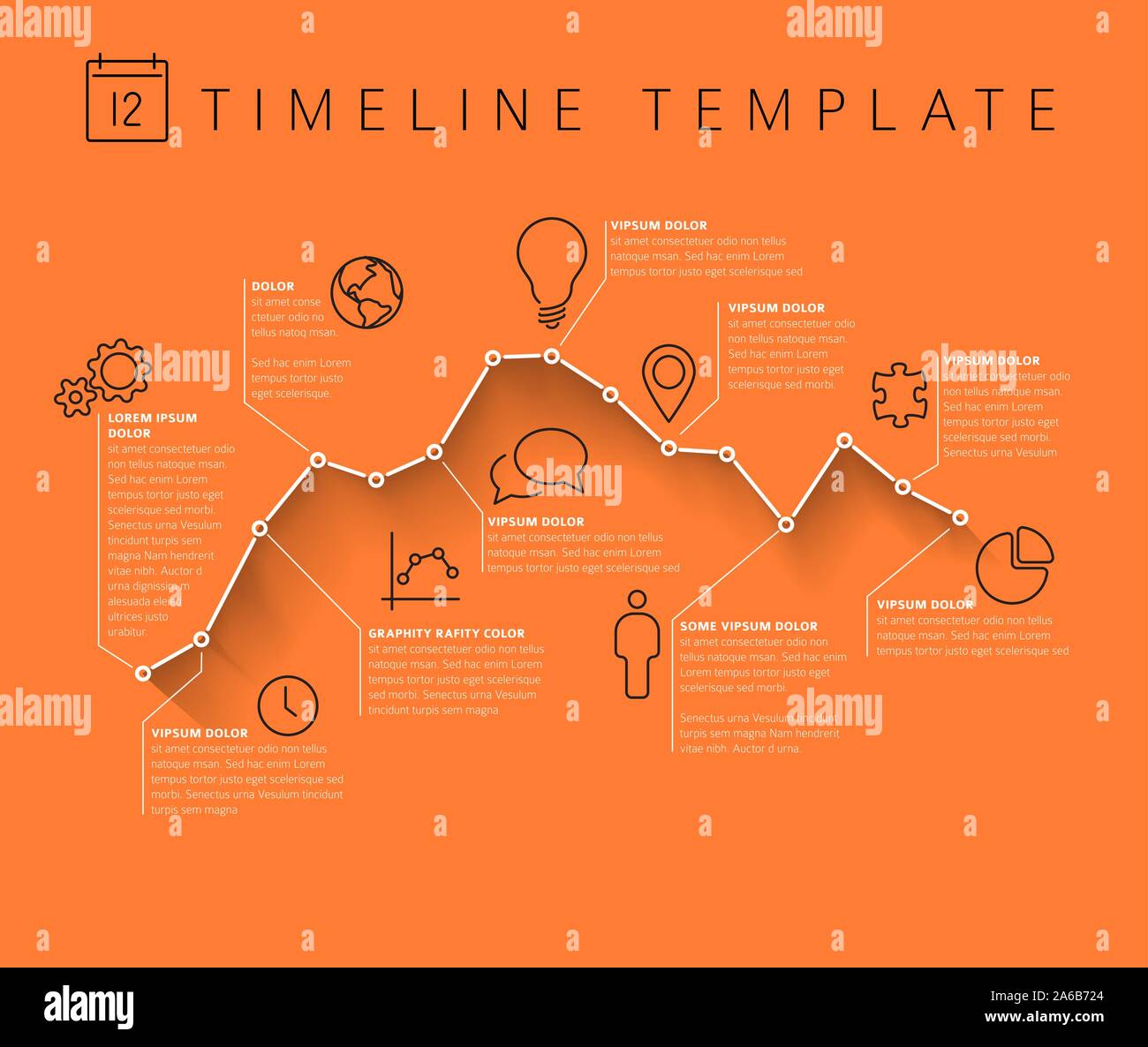 Vector Infographic orange timeline report template with minimalistic ...