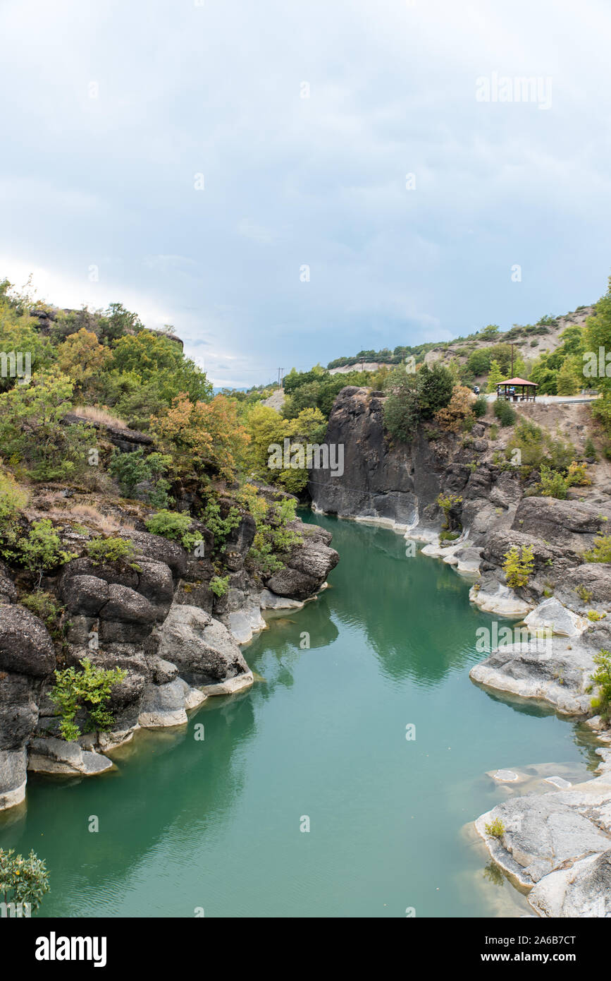 Aliakmonas river at the boarders of Thesallia and Makedonia in Greece ...