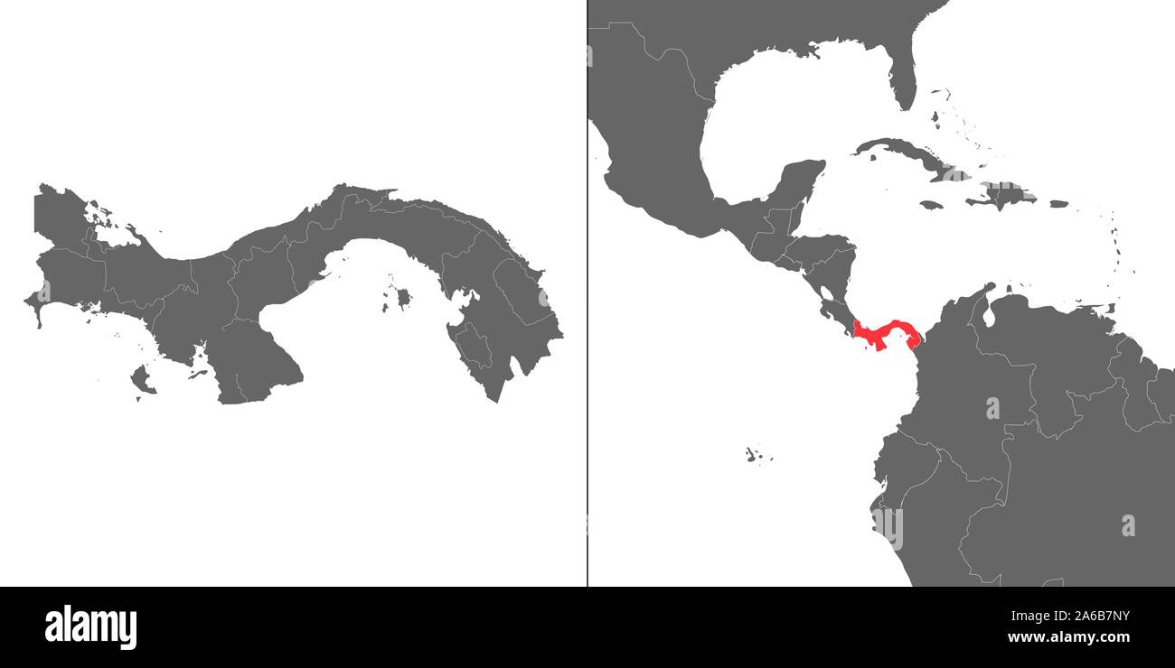 Map of Panama with location on american map Stock Vector Image & Art ...