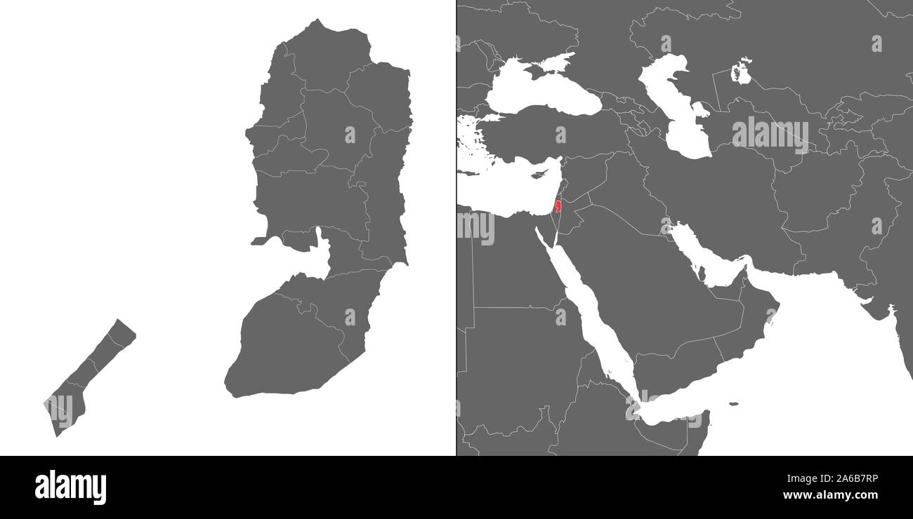 Map of Palestine with location on asian map Stock Vector Image & Art ...
