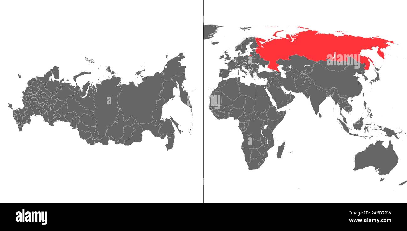 Map of Russia with location on world map Stock Vector Image & Art - Alamy