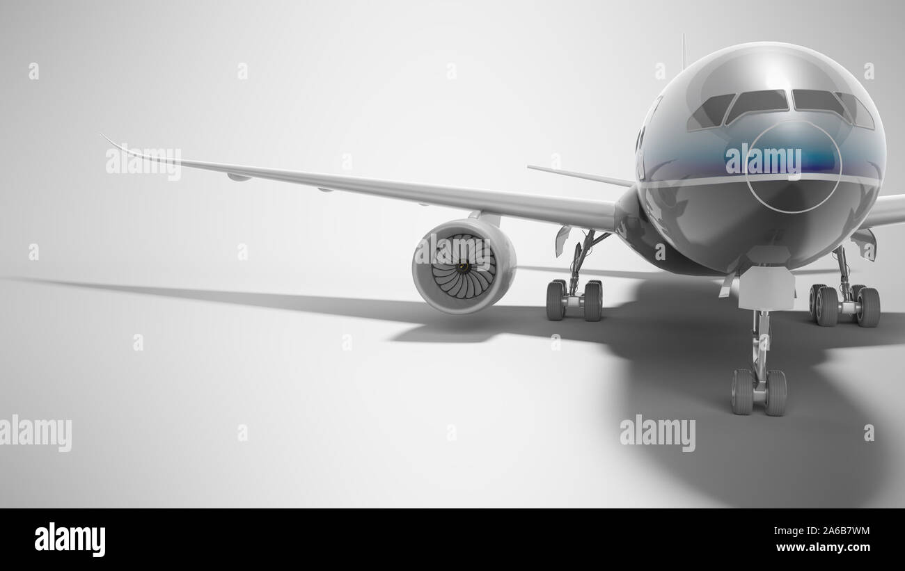 Aviation passenger plane isolated 3d render on gray background with ...