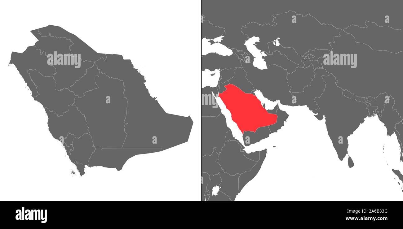 Map of Saudi Arabia with location on asian map Stock Vector Image & Art ...