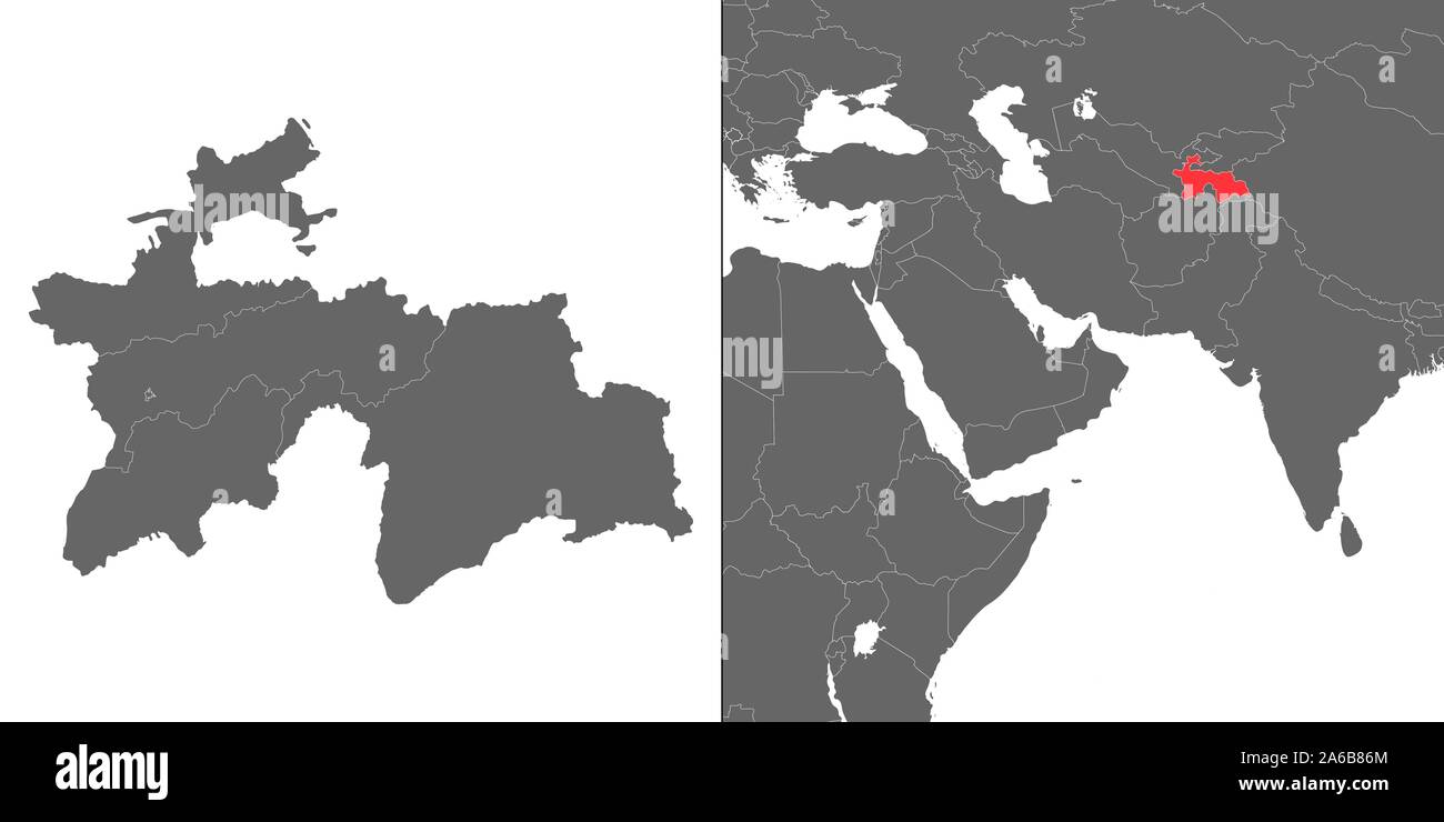 Map of Tajikistan with location on asian map Stock Vector Image & Art ...