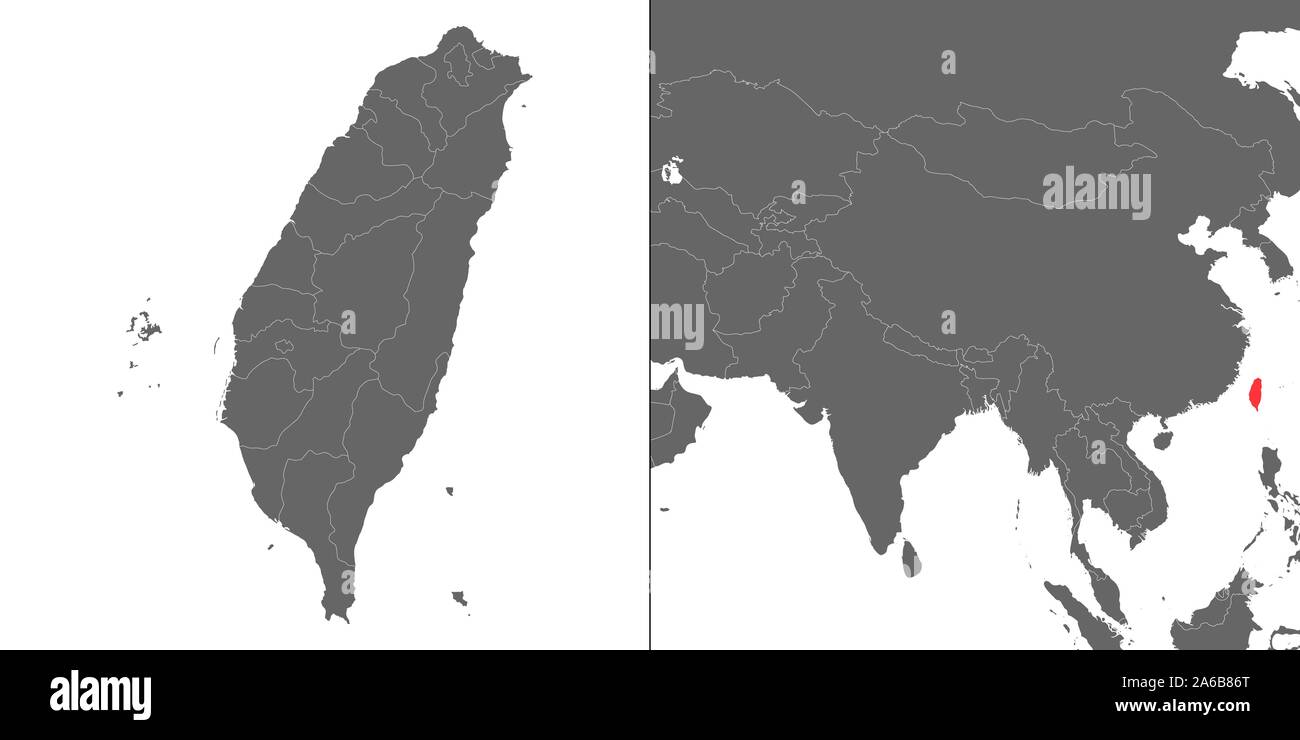 Map of Taiwan with location on asian map Stock Vector Image & Art - Alamy