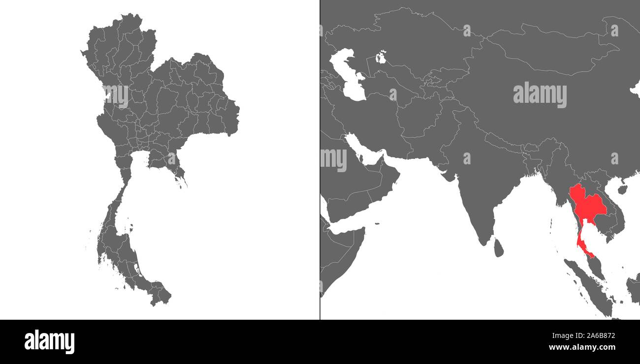 Map of Thailand with location on asian map Stock Vector Image & Art - Alamy