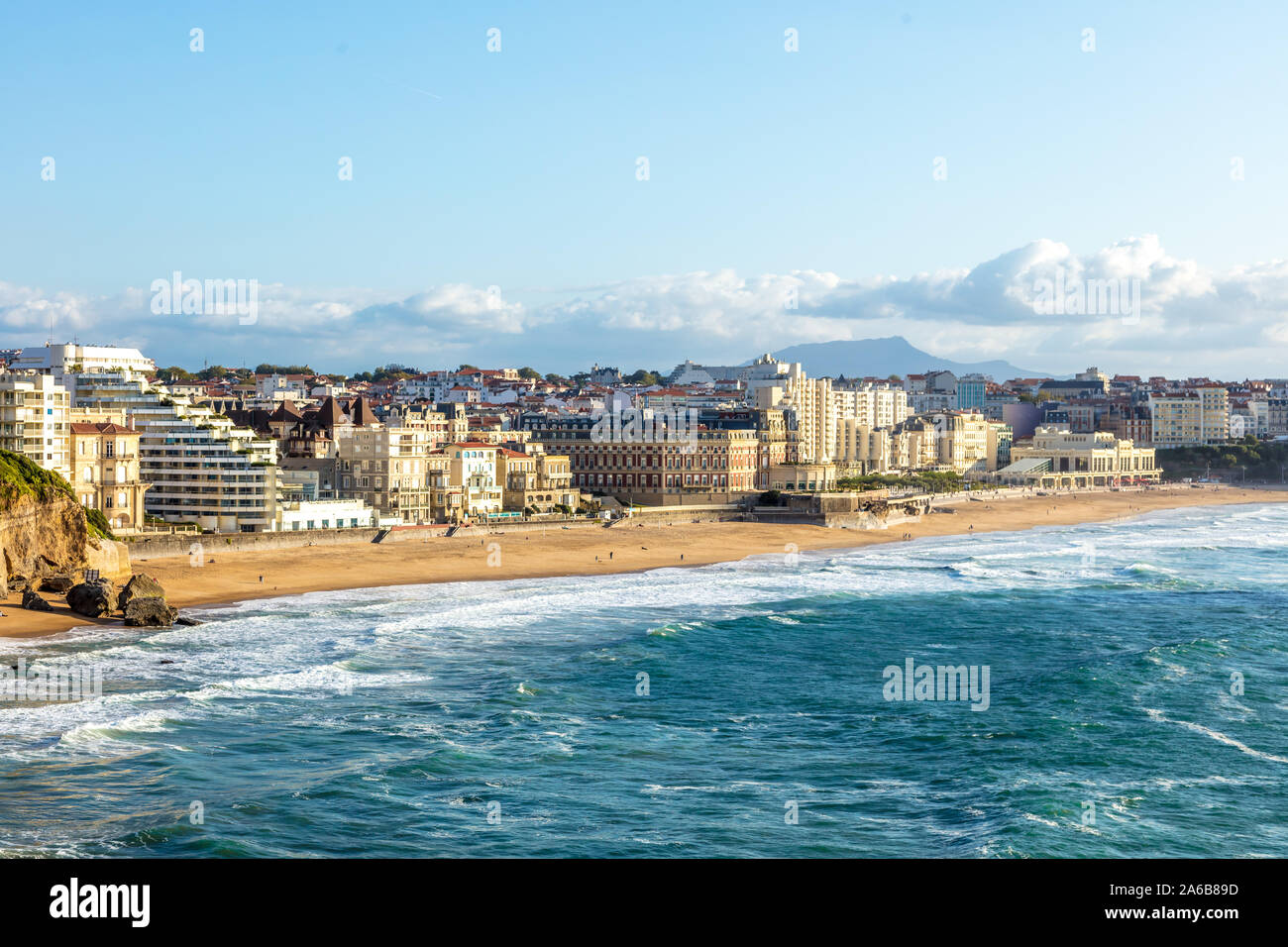 Biarritz, France - 06 September 2019 - View of the beach and the city ...
