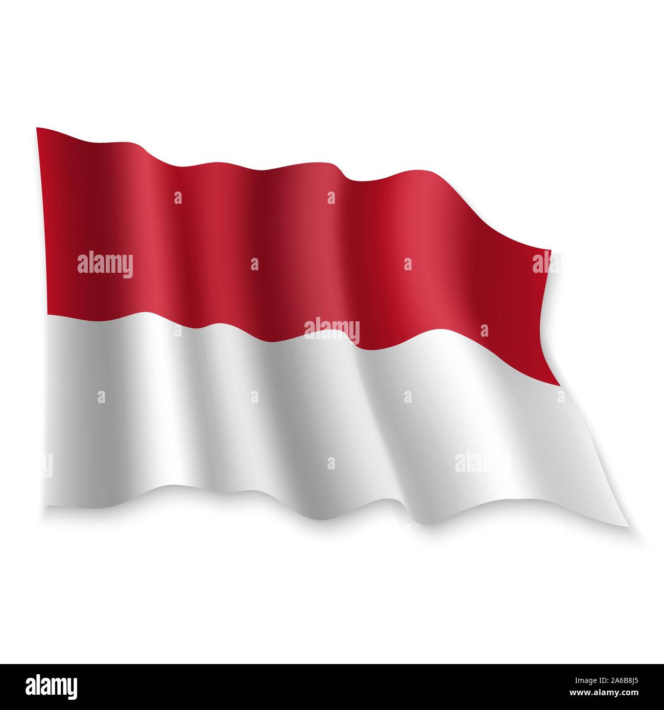 3D Realistic waving Flag of Monaco on white background Stock Vector ...