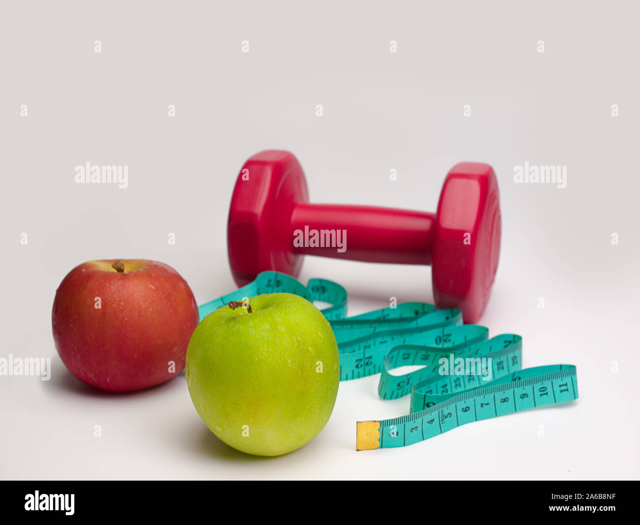 Dumbbell fresh food measure tape hi-res stock photography and images ...