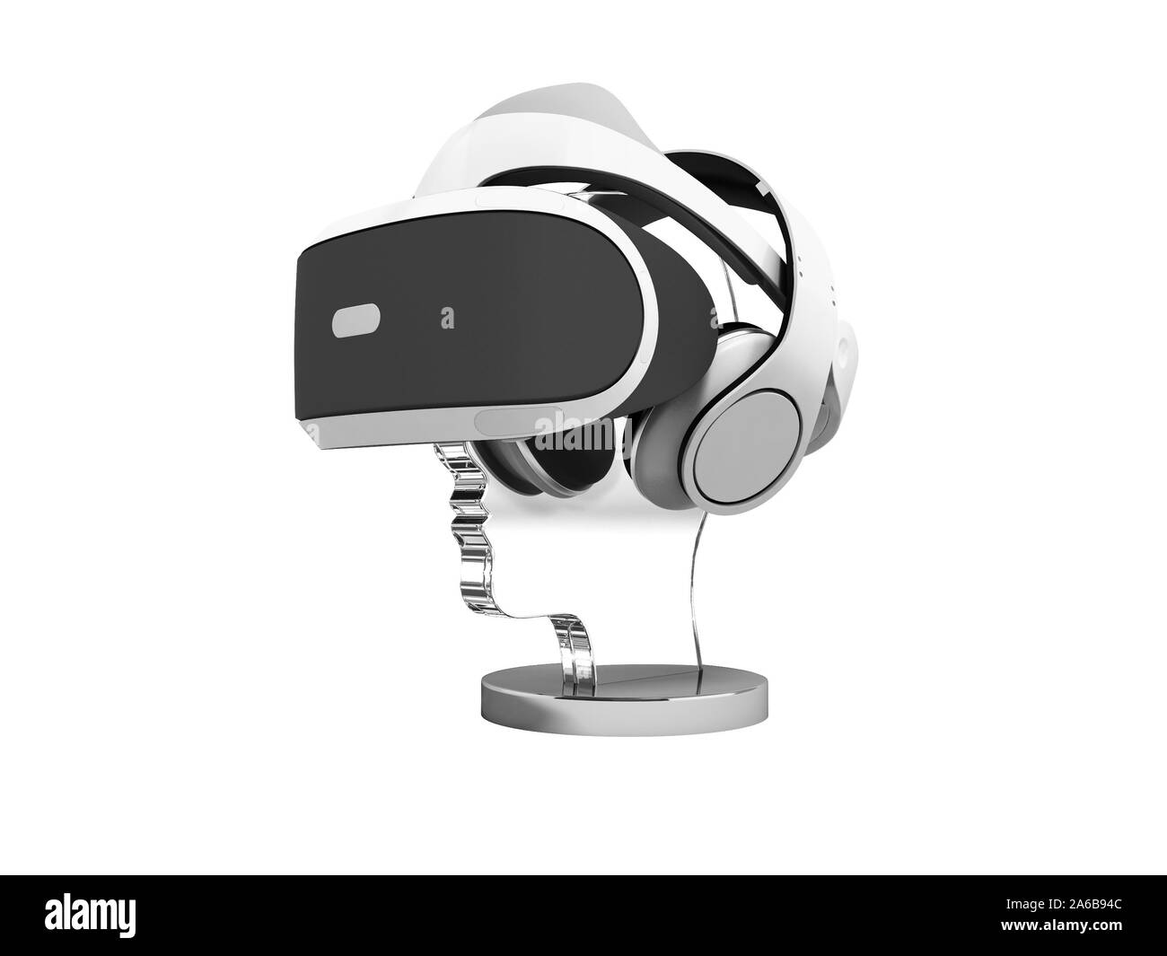 Glasses of virtual reality with portable headphones for sale 3d render ...