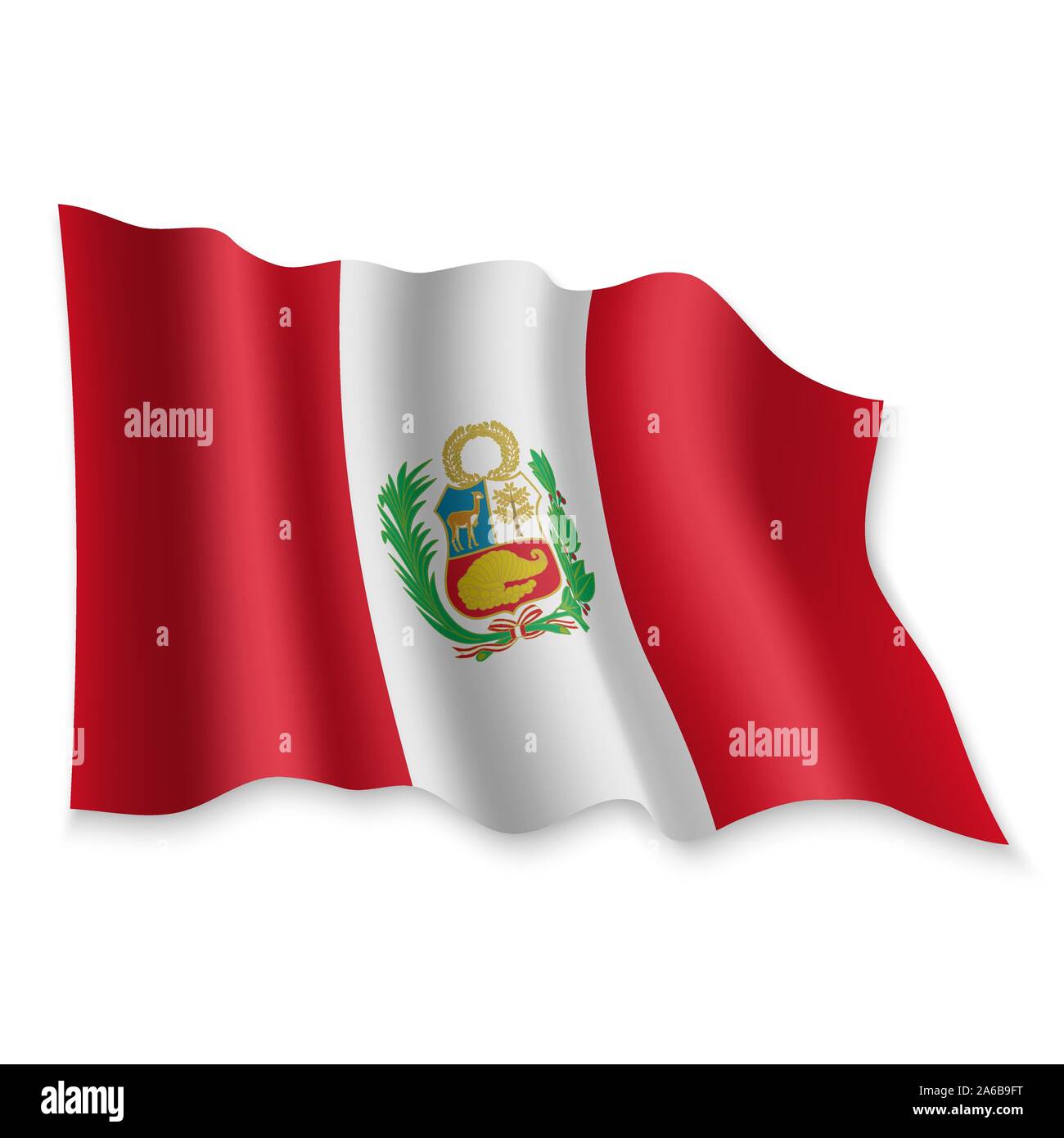 Realistic peru flag waving Cut Out Stock Images & Pictures - Alamy