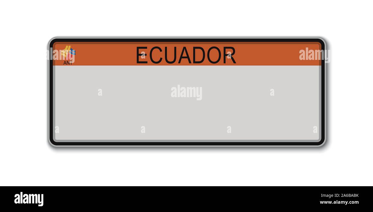 Car number plate. Vehicle registration license of Ecuador Stock Vector ...