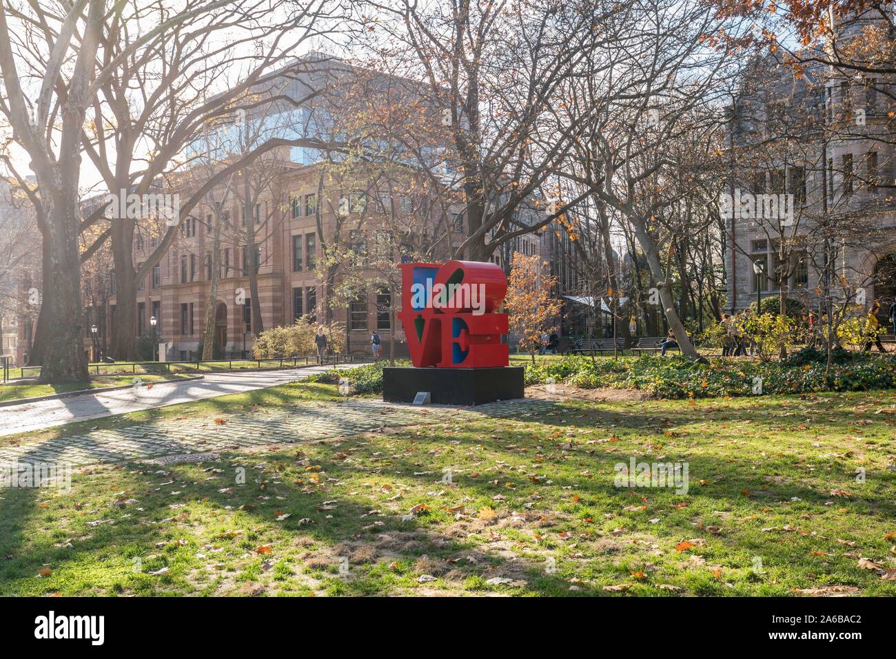 Love statue in Philadelphia University Stock Photo - Alamy