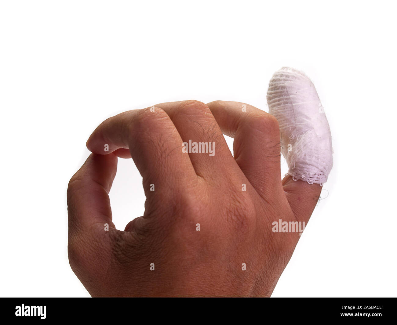 wounded finger with bandage , on a white background Stock Photo - Alamy