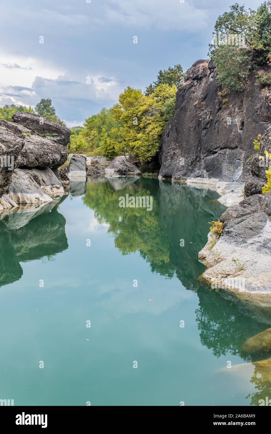 Aliakmonas river at the boarders of Thesallia and Makedonia in Greece ...