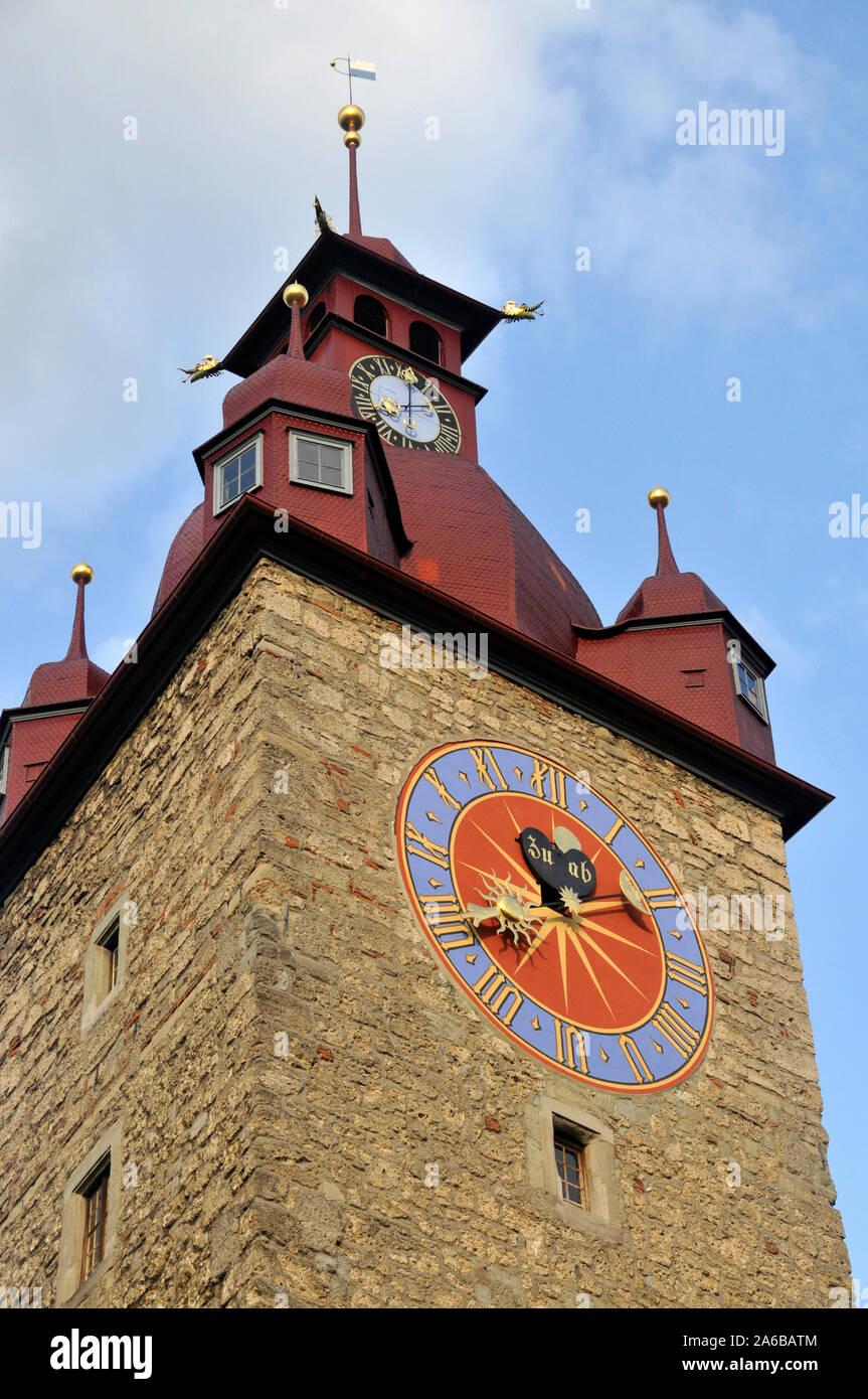 Around Switzerland - Lucerne - Town Hall Clock Tower Stock Photo - Alamy