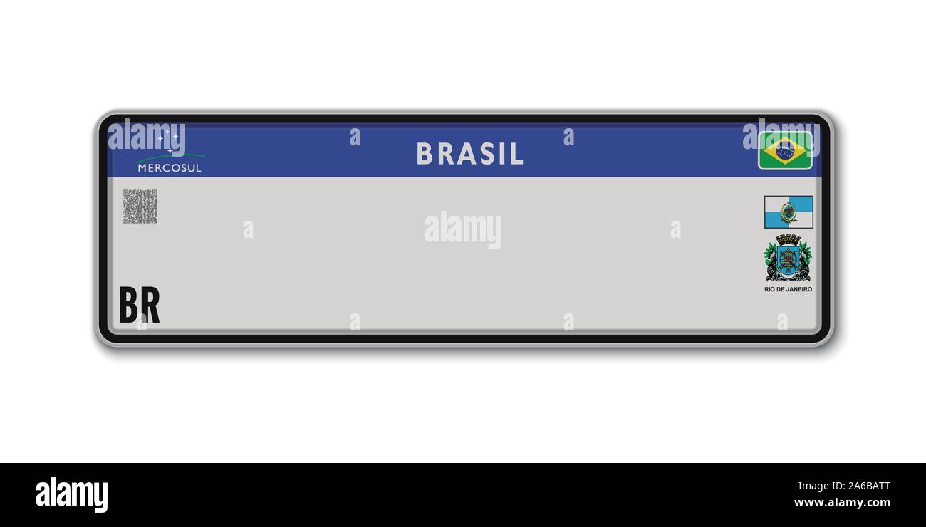 Car number plate. Vehicle registration license of Brazil Stock Vector ...