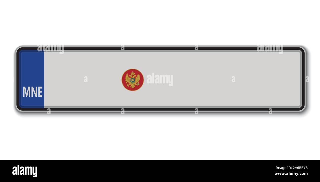Car number plate. Vehicle registration license of Montenegro Stock ...