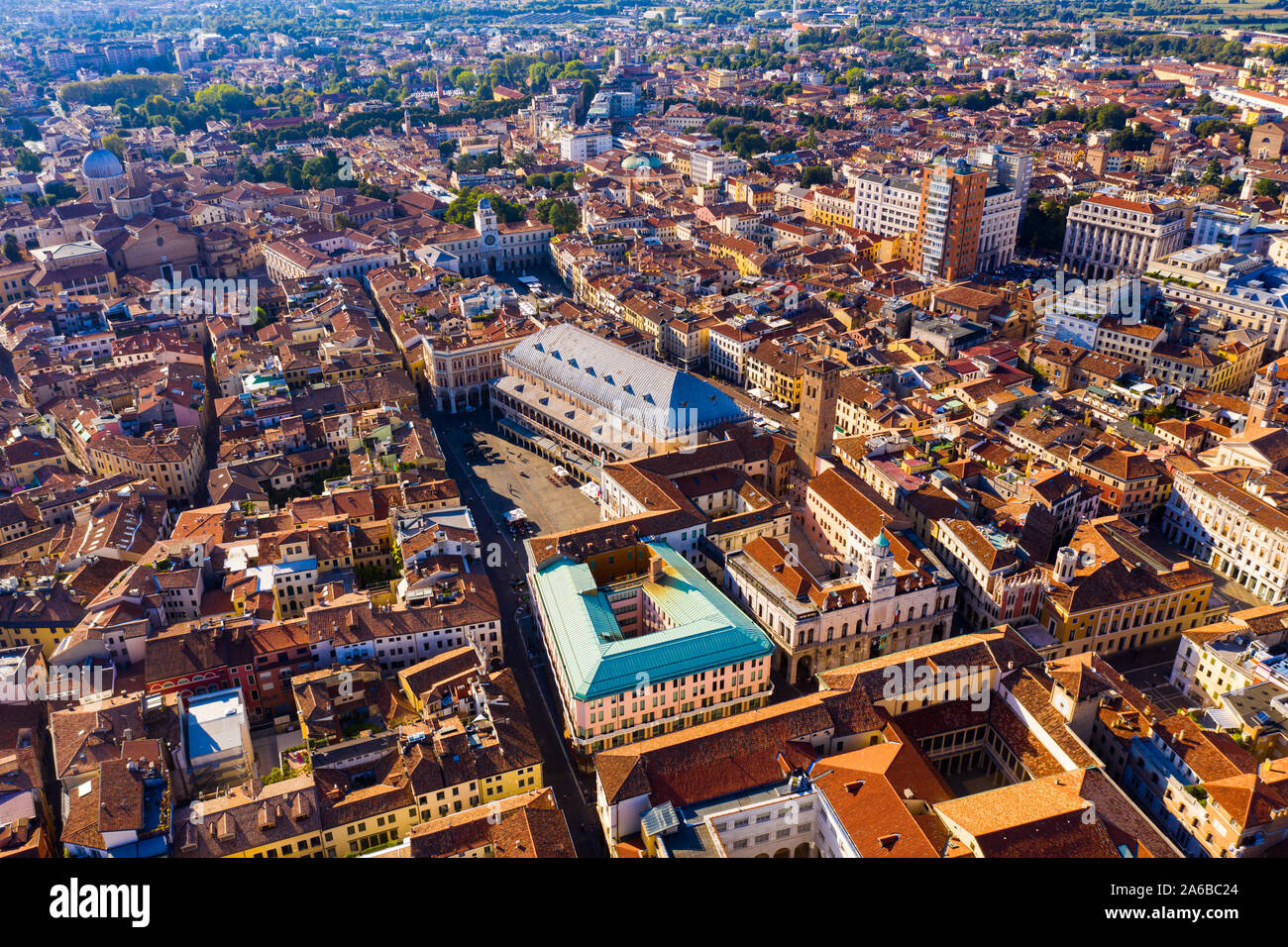 Panoramic aerial view of Padua cityscape with buildings and streets ...