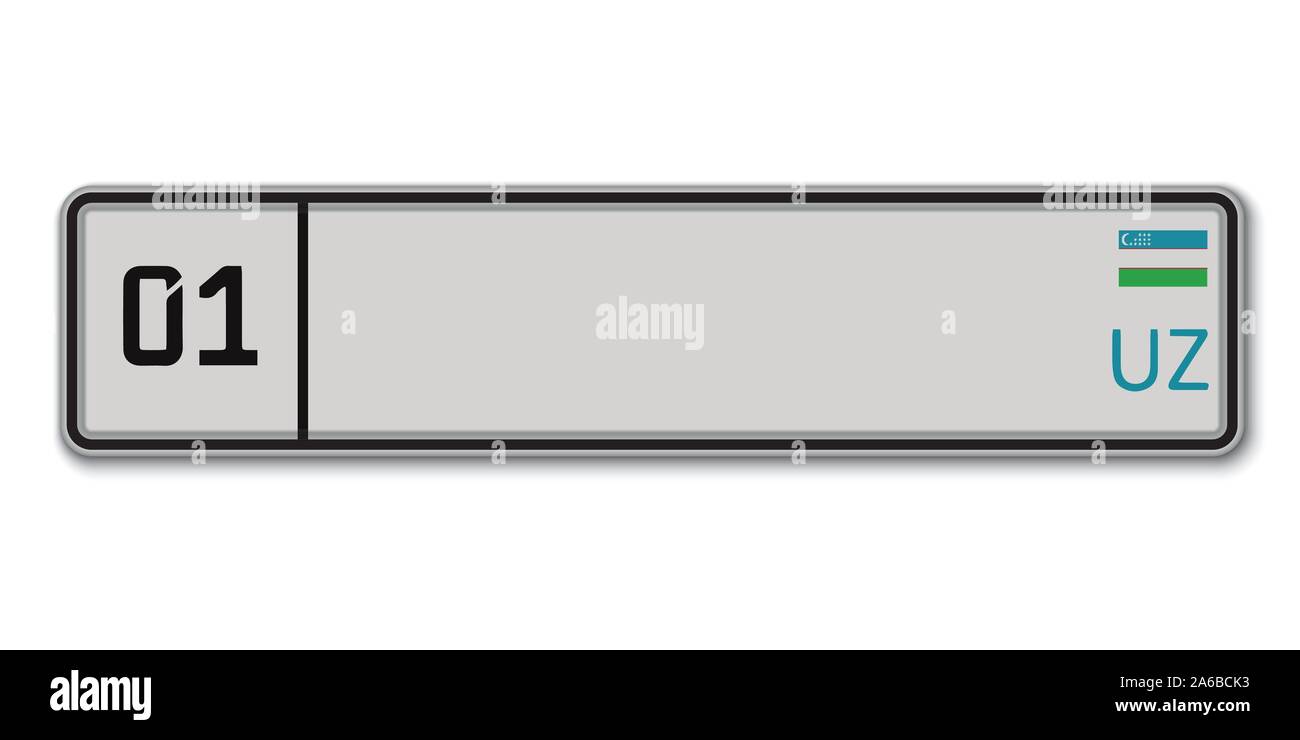 Car number plate. Vehicle registration license of Uzbekistan Stock ...