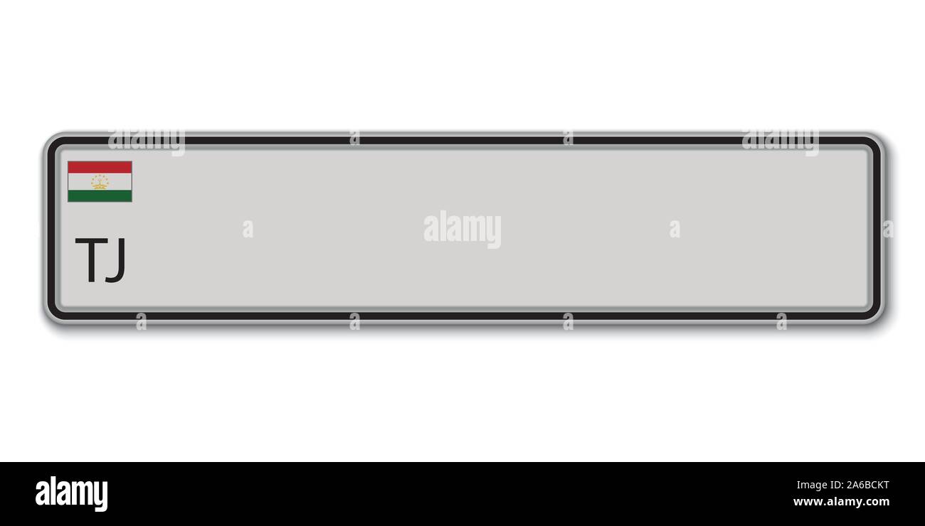 Car number plate. Vehicle registration license of Tajikistan Stock ...