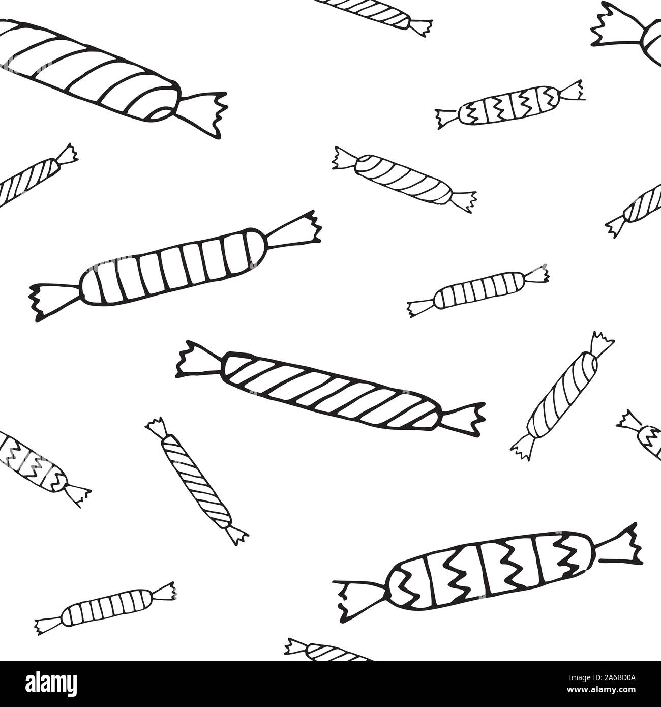 Sweet candy doodle drawing line art vector seamless pattern Stock ...