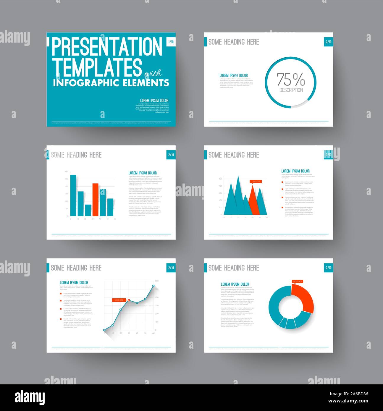Vector Template for presentation slides with graphs and charts - blue ...