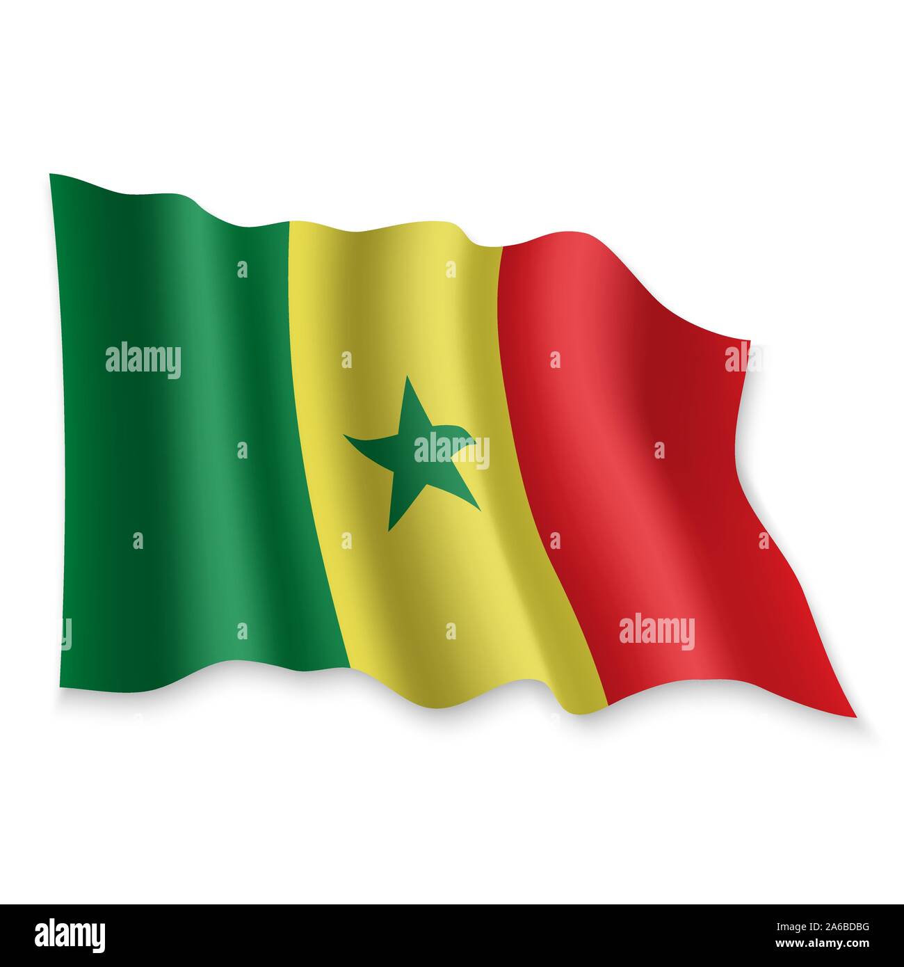 3D Realistic waving Flag of Senegal on white background Stock Vector Image & Art - Alamy