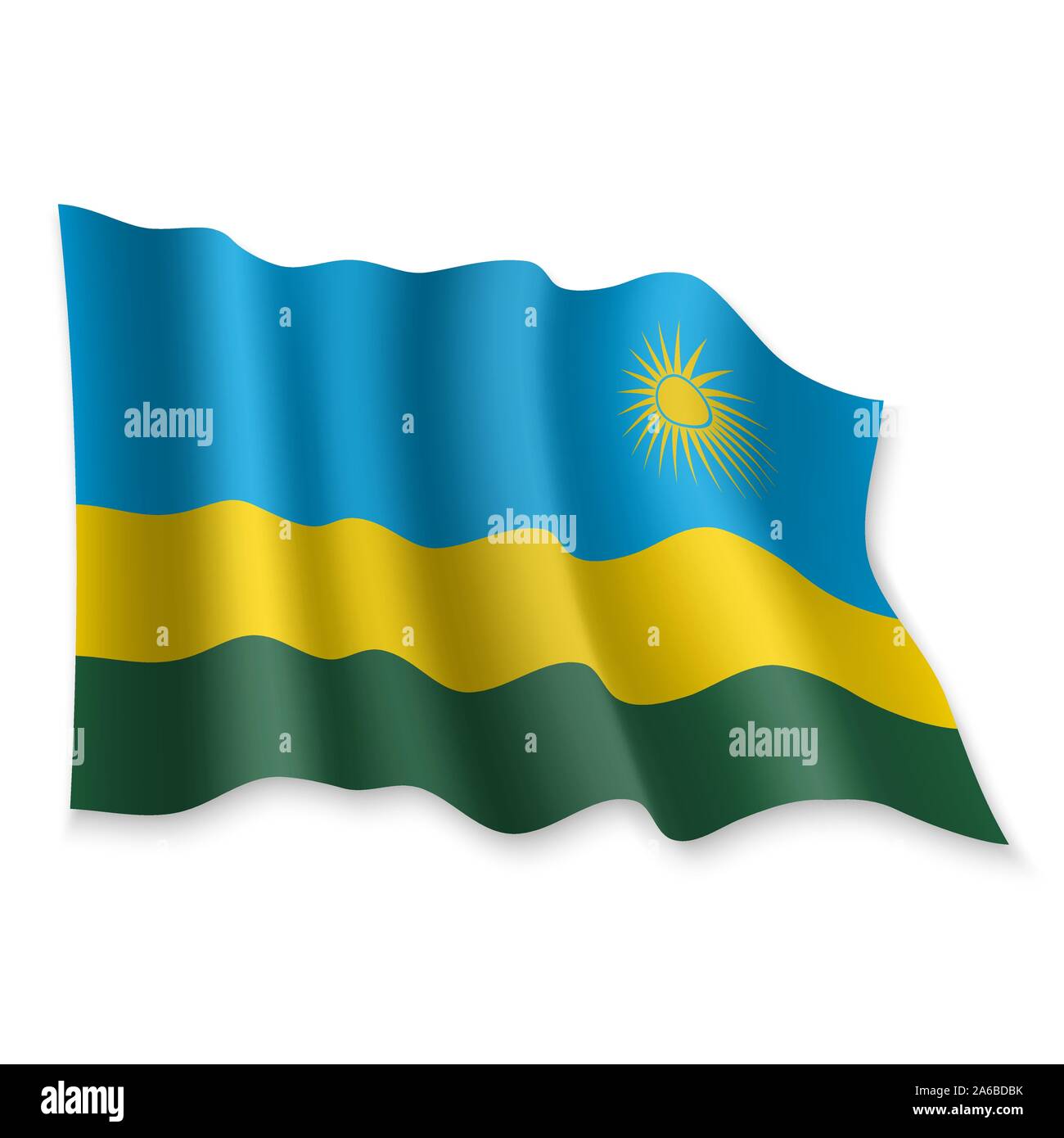 3D Realistic waving Flag of Rwanda on white background Stock Vector Image & Art - Alamy