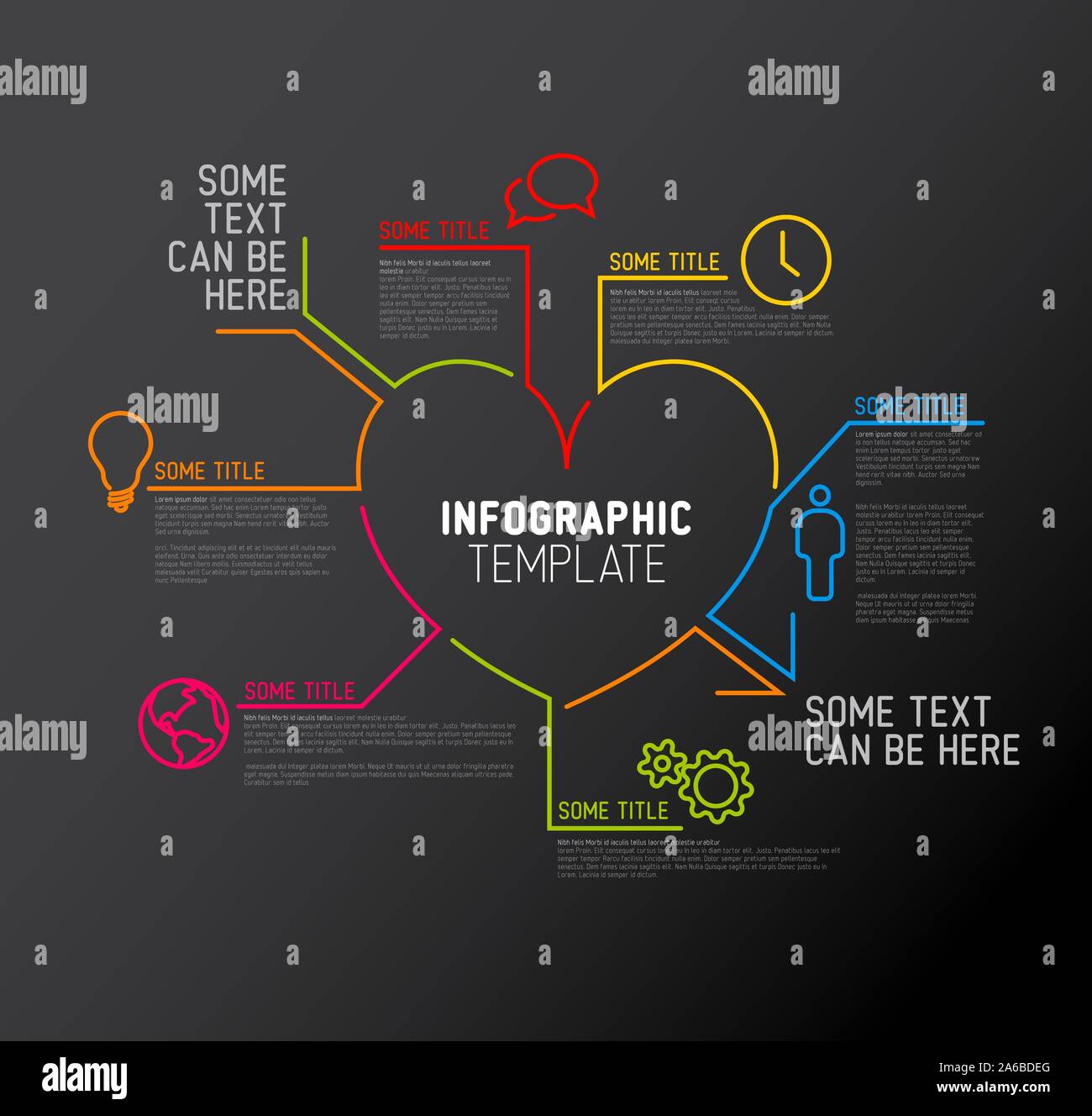 Vector heart / love Infographic report template made from lines and ...