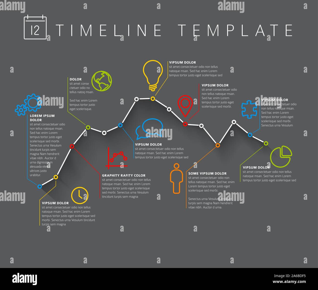 Vector dark Infographic timeline report template with minimalistic graph Stock Vector Image ...