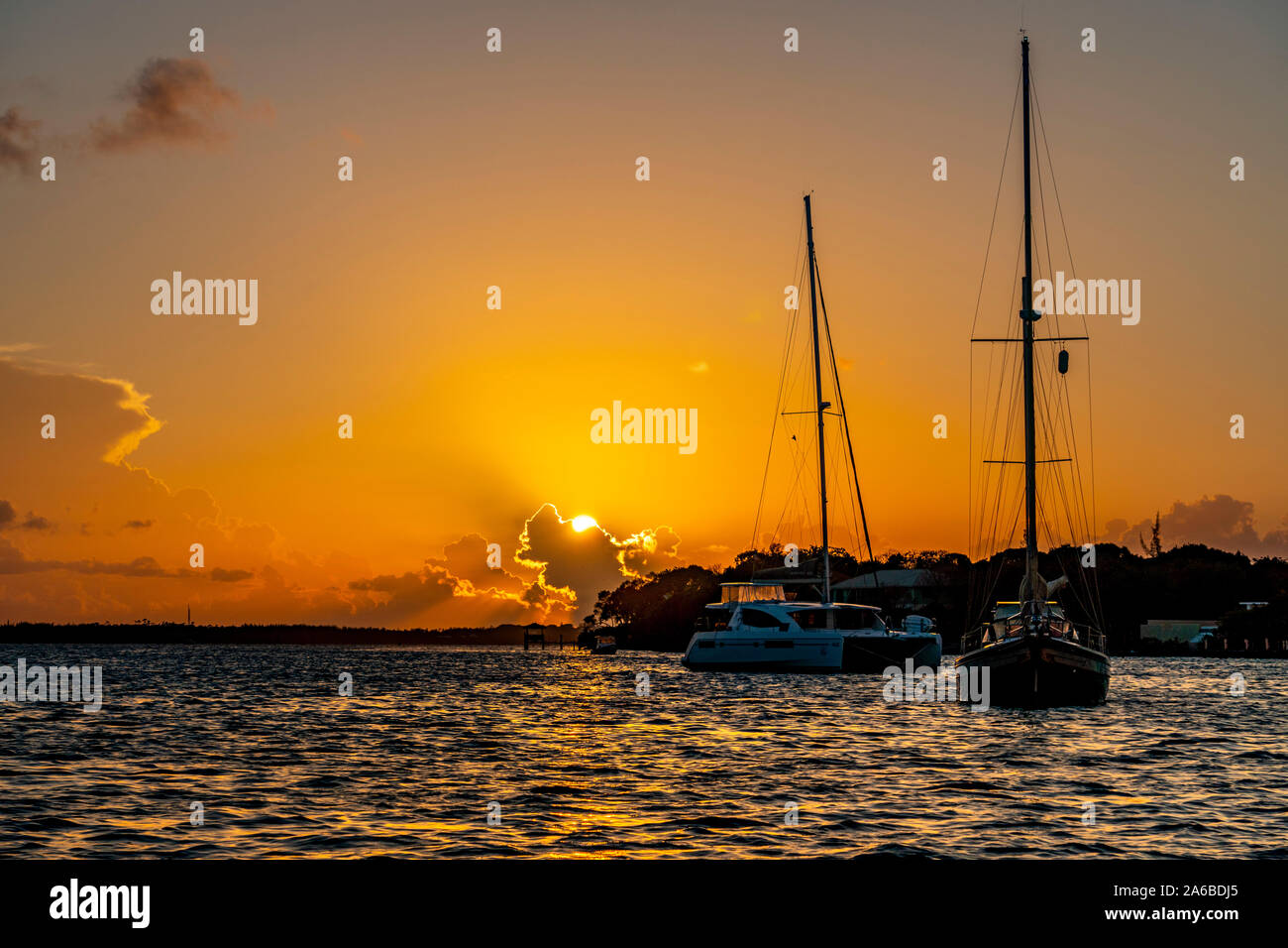 Sunset at Marsh Harbor Stock Photo - Alamy