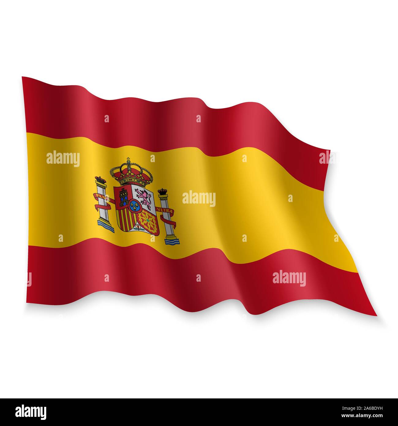 3D Realistic waving Flag of Spain on white background Stock Vector ...