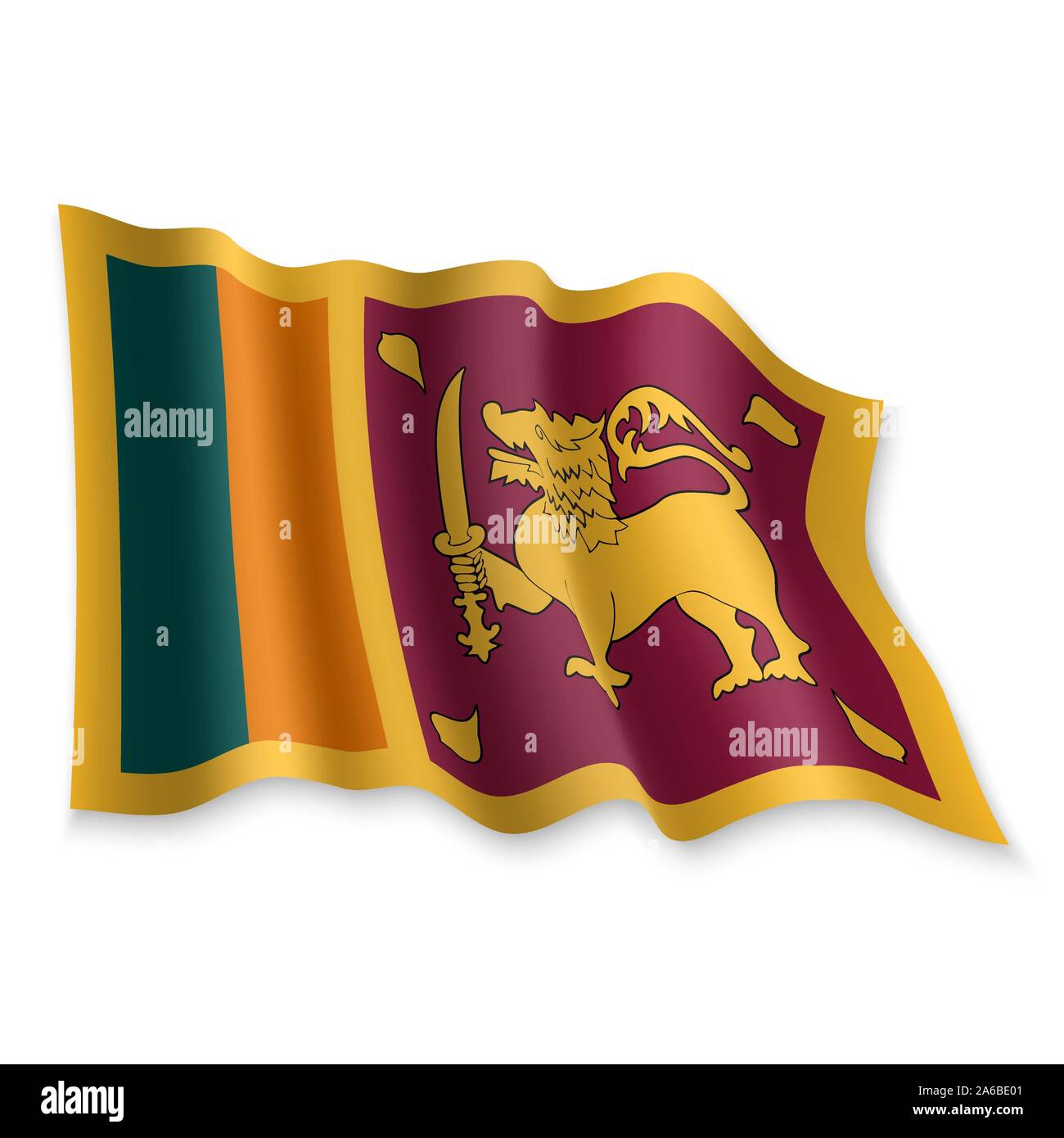 3D Realistic waving Flag of Sri Lanka on white background Stock Vector ...