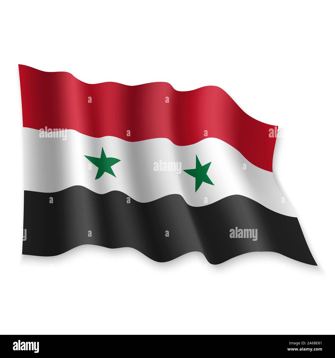 3D Realistic waving Flag of Syria on white background Stock Vector ...