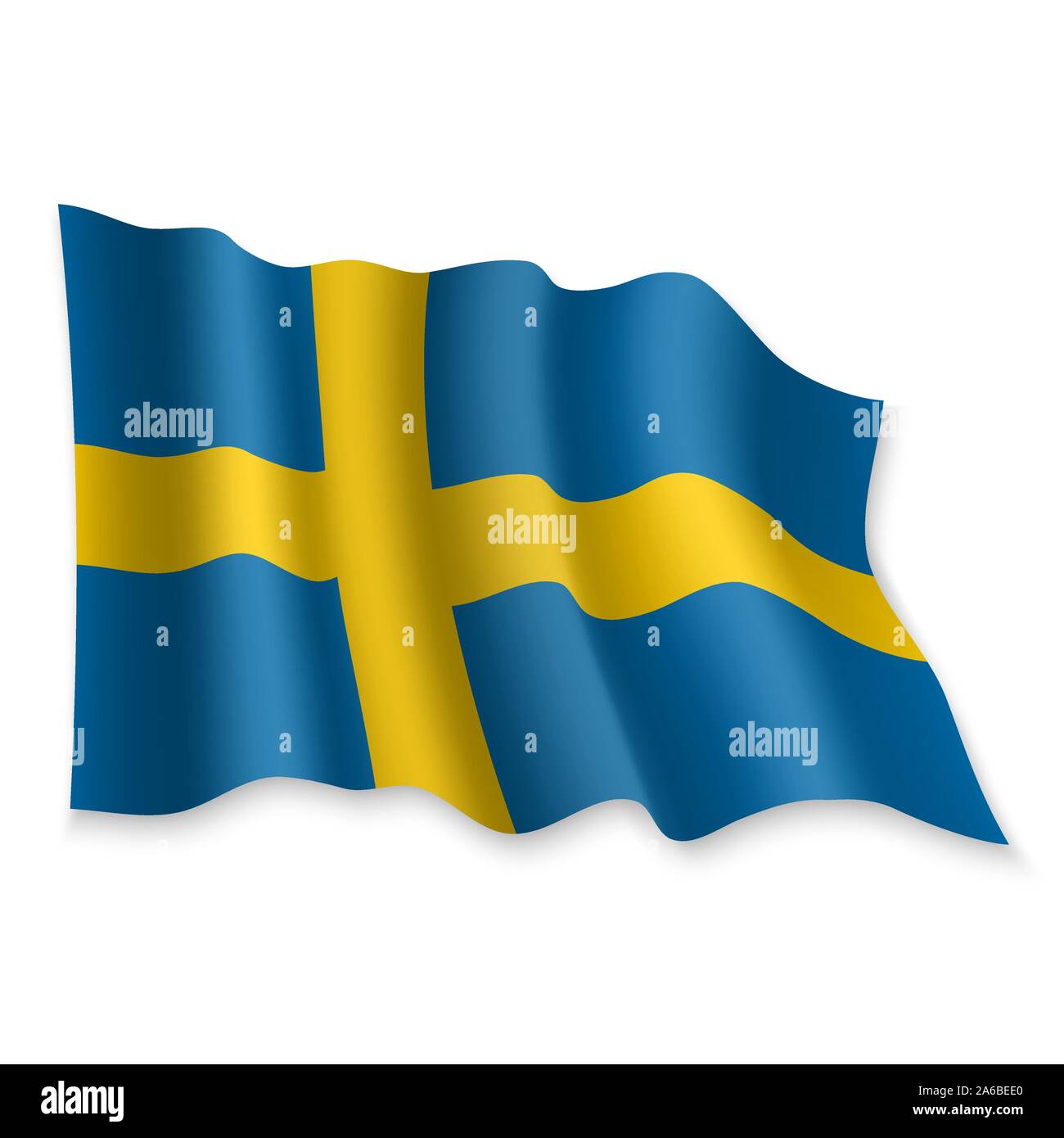 3D Realistic waving Flag of Sweden on white background Stock Vector ...