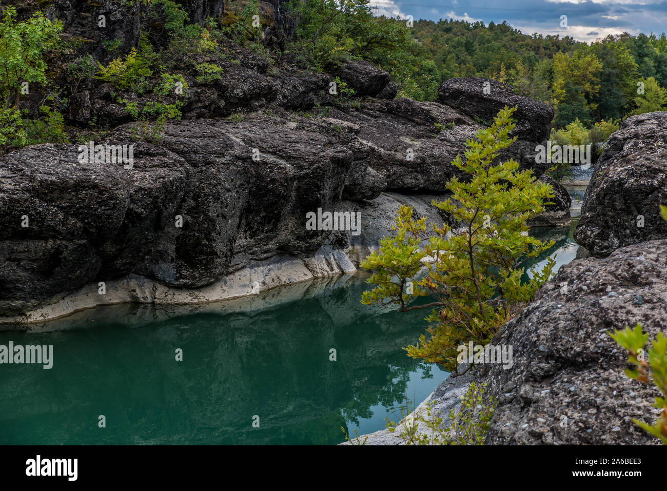 Aliakmonas river at the boarders of Thesallia and Makedonia in Greece ...