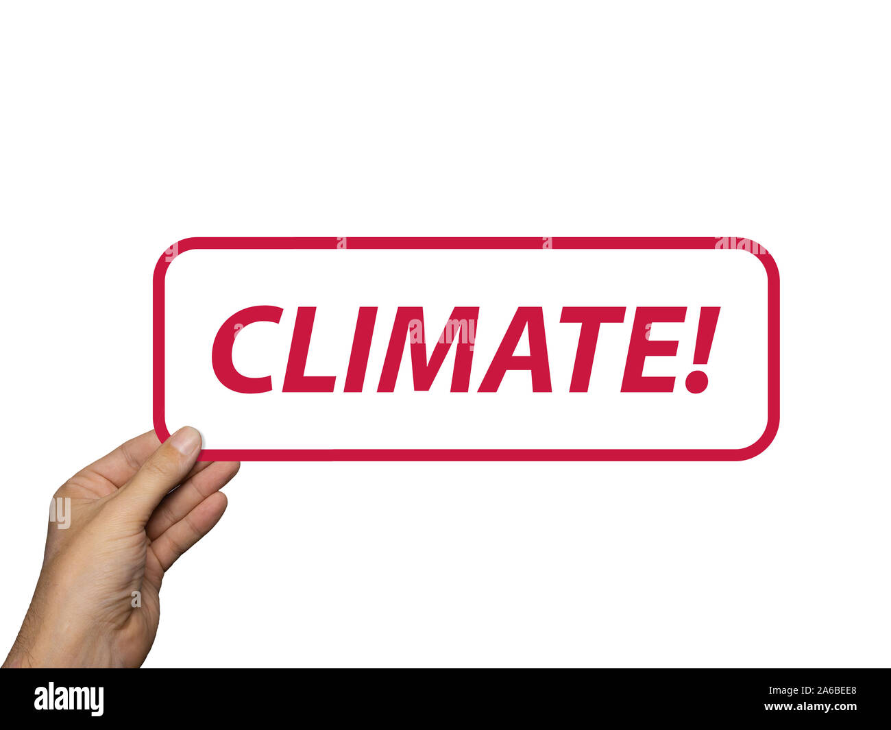 hand holding card with the word Climate. isolated on white background ...