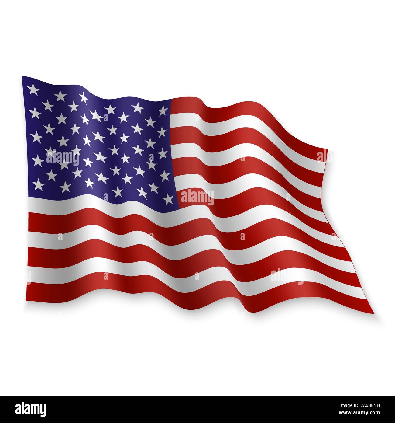 3D Realistic waving Flag of United States on white background Stock ...