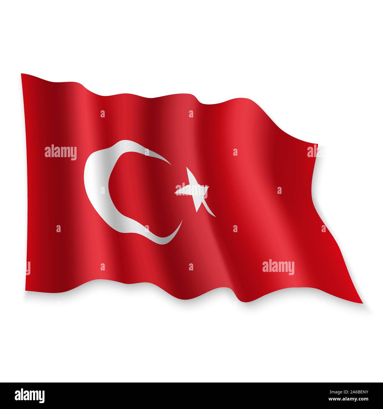 3D Realistic waving Flag of Turkey on white background Stock Vector ...
