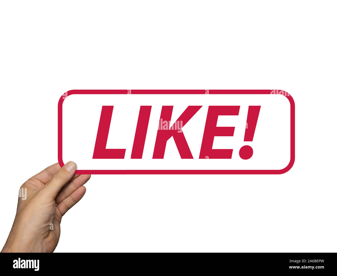 hand holding card with the word Like. isolated on white background ...