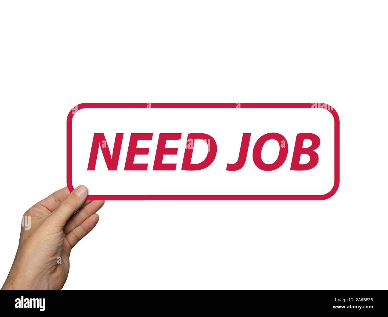 hand holding card with the Phrase Neen Job-. isolated on white ...