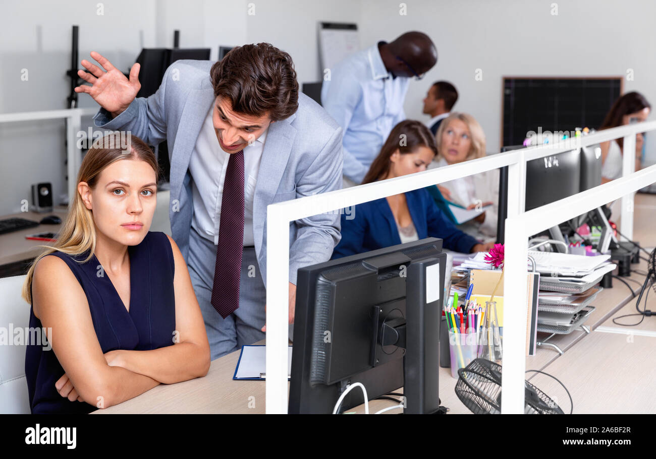 Outraged angry upset manager expressing dissatisfaction with work of ...