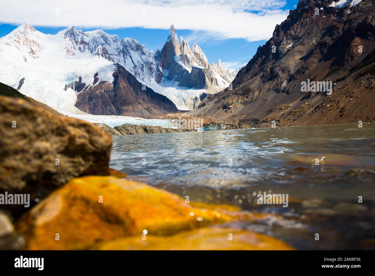 View on Cerro Torre Mount and glaciers of the Southern Patagonian Ice ...