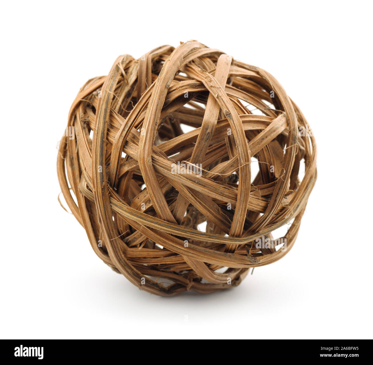 Decorative wooden wicker ball isolated on white Stock Photo - Alamy
