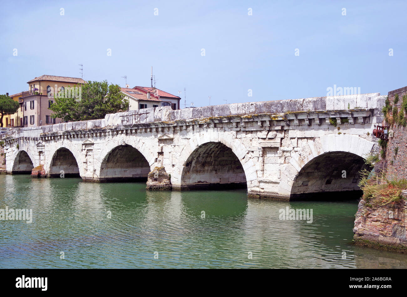 Roman bridge across the river Marecchia in Rimini, built 14-20 AD under ...