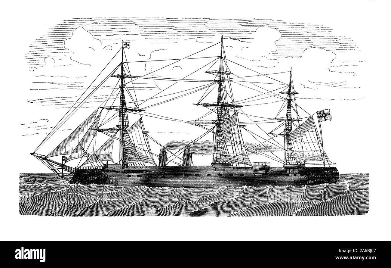 Ironclad warship Koenig Wilhelm, armored frigate of the Prussian and ...