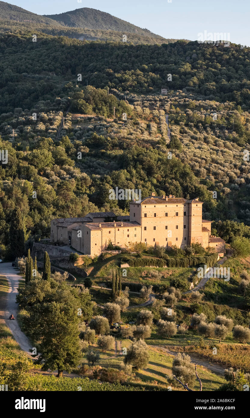 The medieval Castello di Potentino, near Grosseto, Tuscany, Italy. It ...